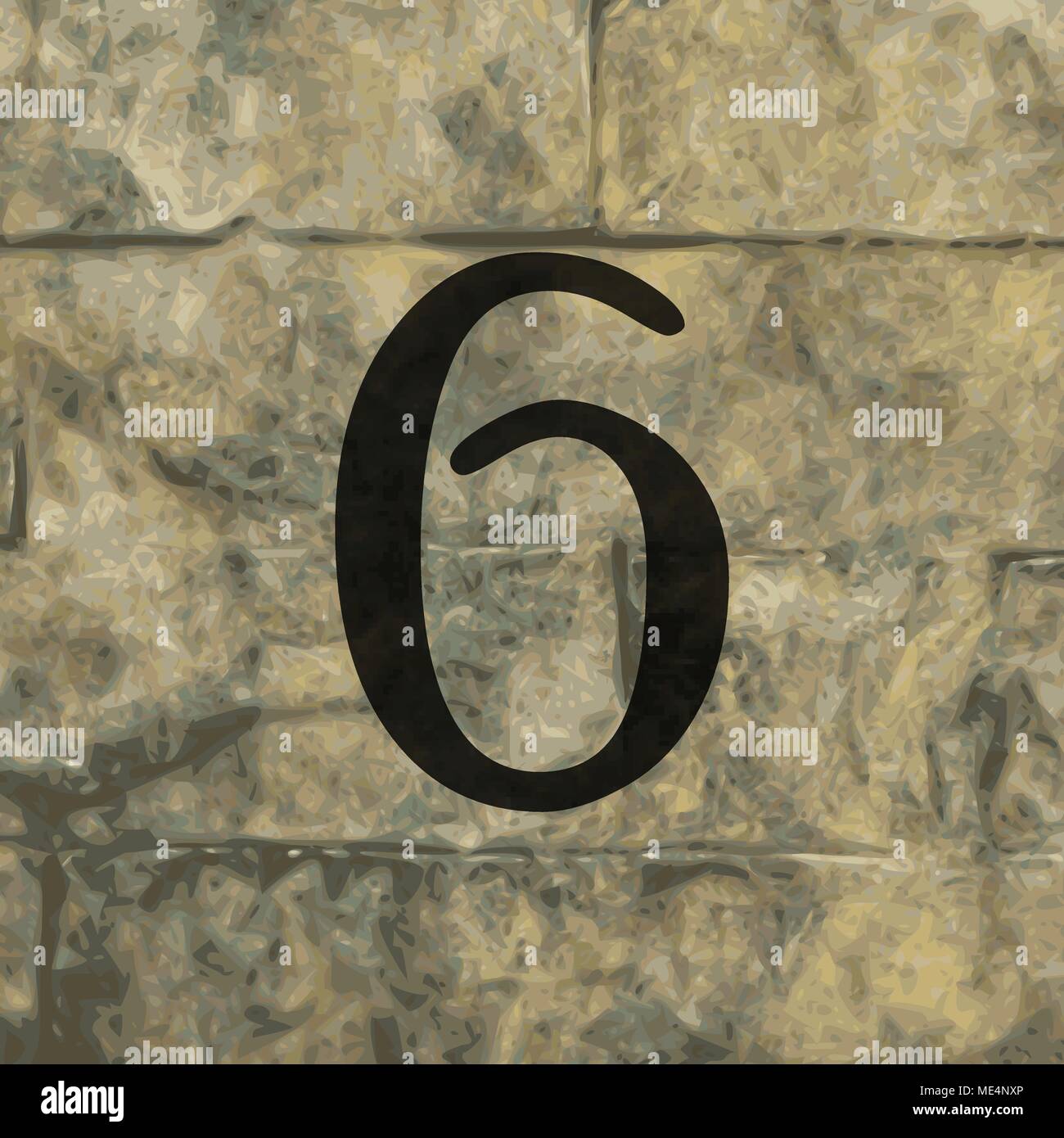 number six icon symbol on a stone wall. Vector illustration Stock ...