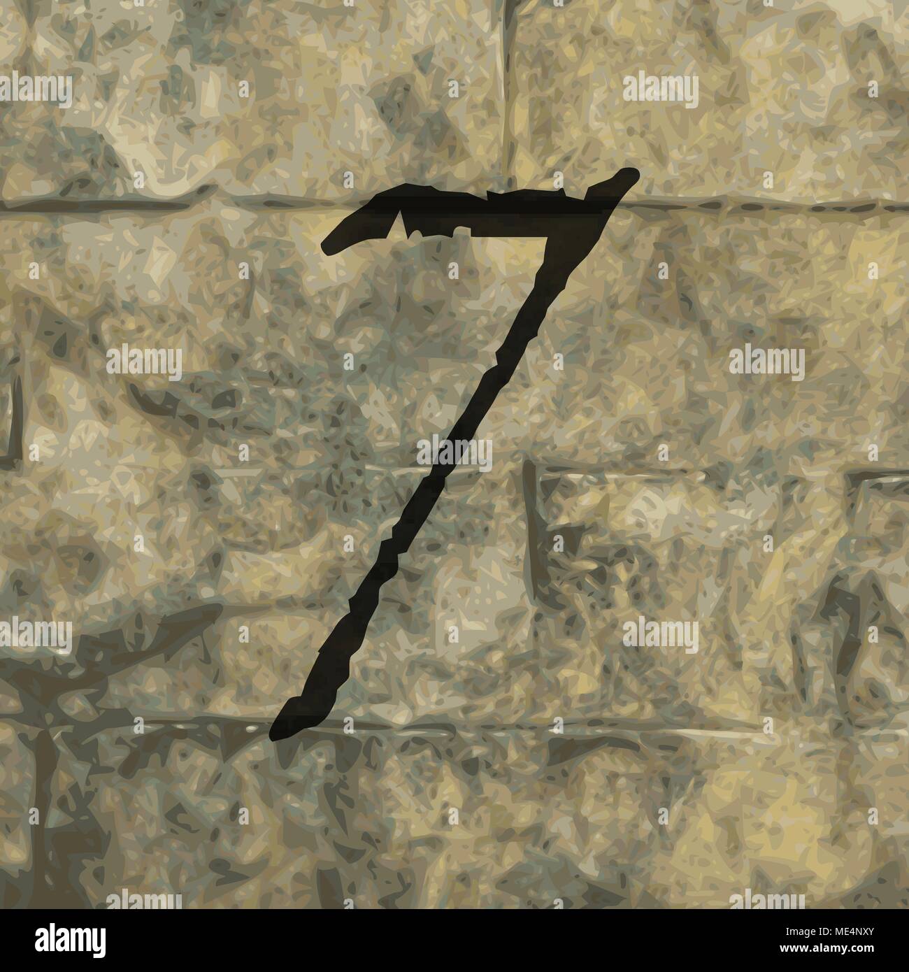 number seven icon symbol on a stone wall. Vector illustration Stock ...