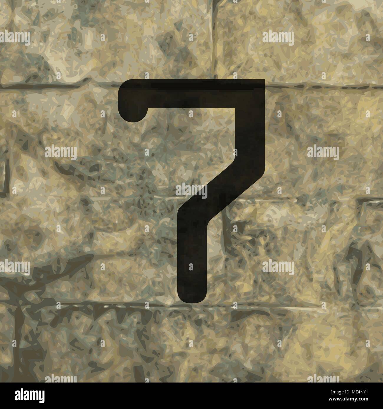 number seven icon symbol on a stone wall. Vector illustration Stock ...