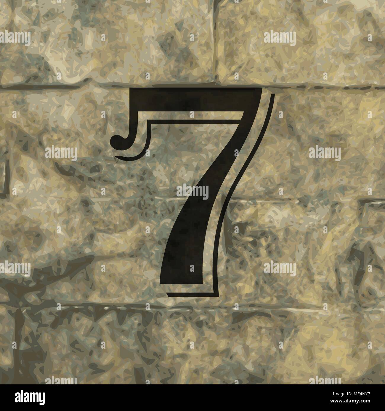 number seven icon symbol on a stone wall. Vector illustration Stock ...