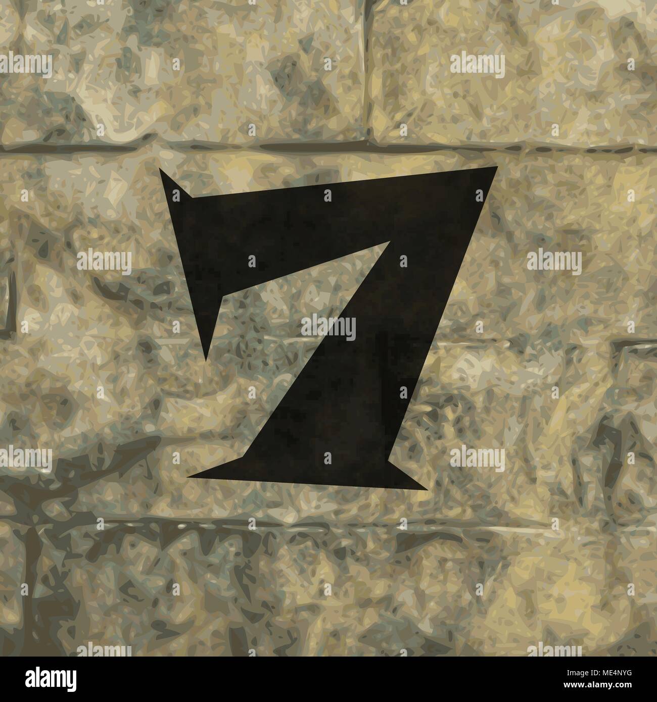 number seven icon symbol on a stone wall. Vector illustration Stock ...