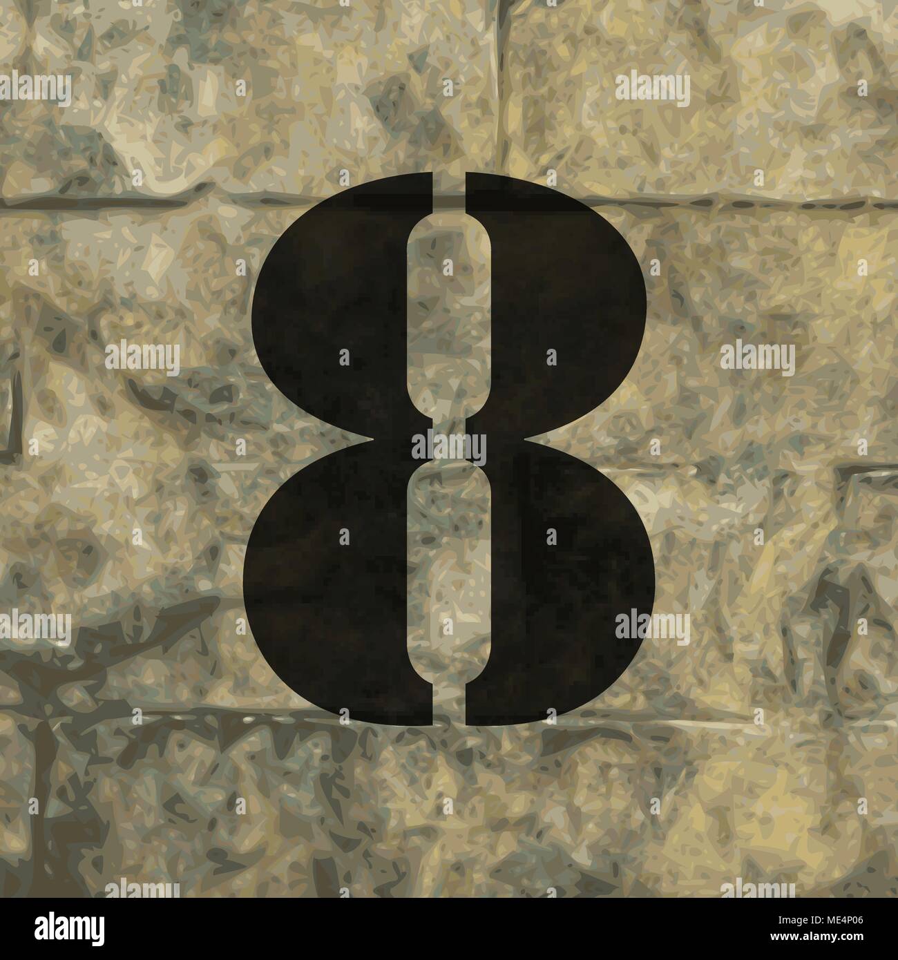 number Eight icon symbol on a stone wall. Vector illustration Stock ...