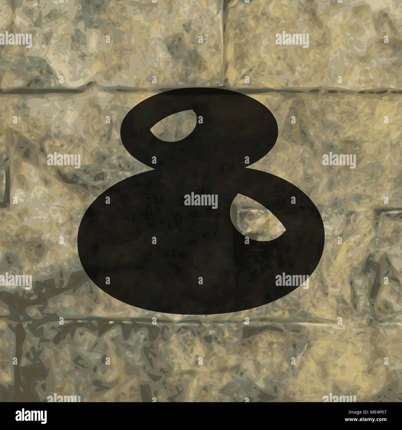 number Eight icon symbol on a stone wall. Vector illustration Stock ...