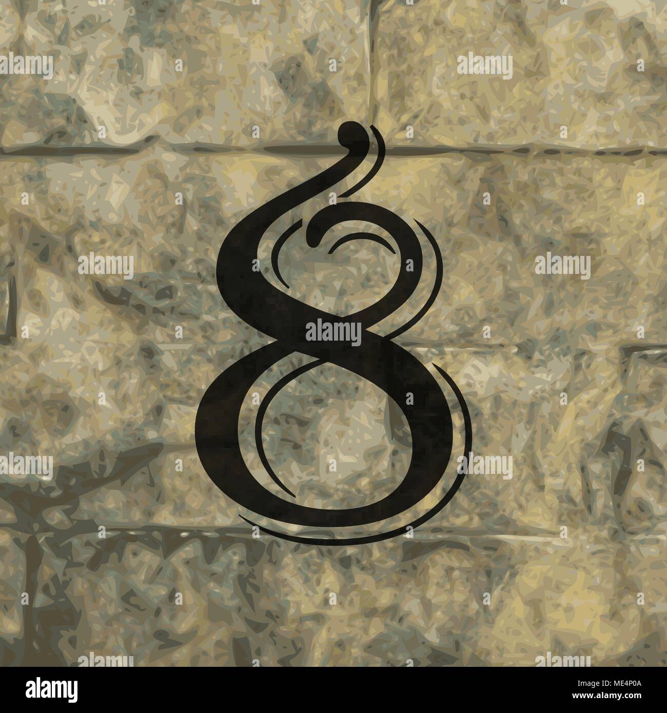 number Eight icon symbol on a stone wall. Vector illustration Stock ...