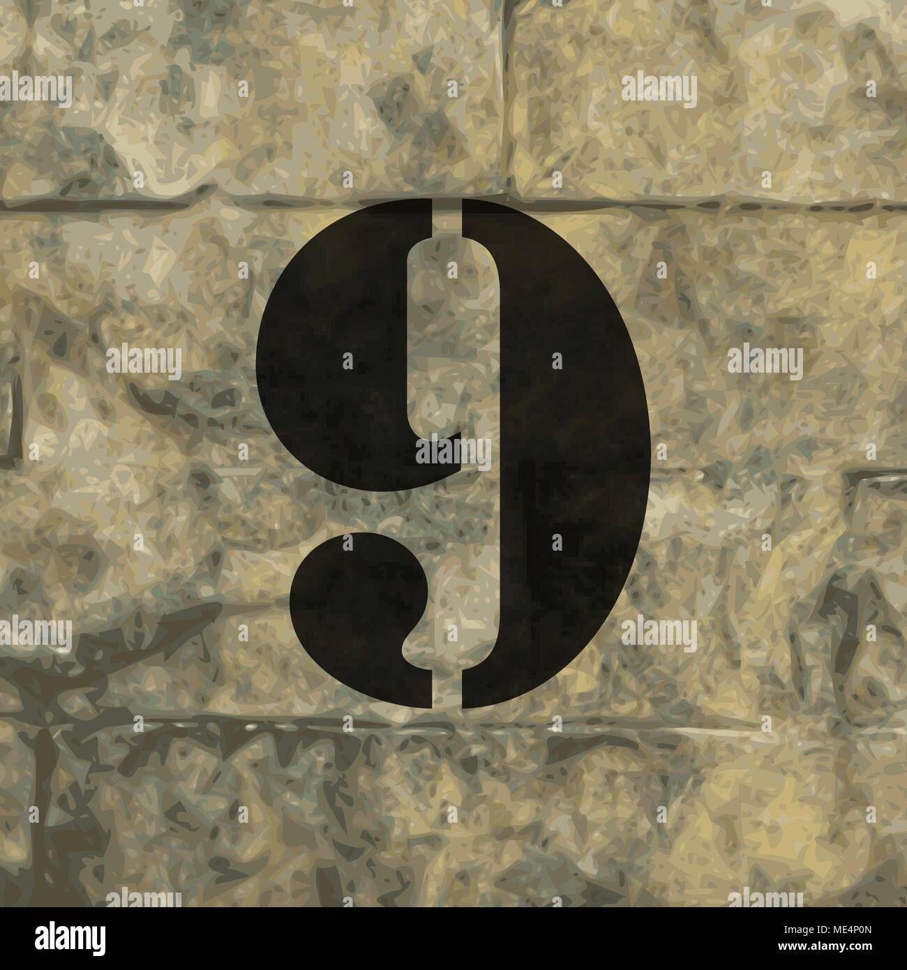 number Nine icon symbol on a stone wall. Vector illustration Stock ...