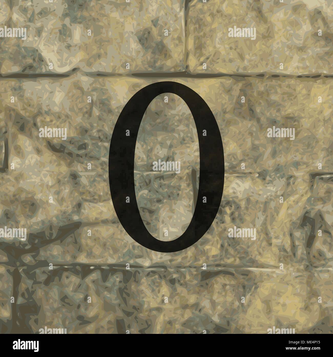 number zero icon symbol on a stone wall. Vector illustration Stock ...