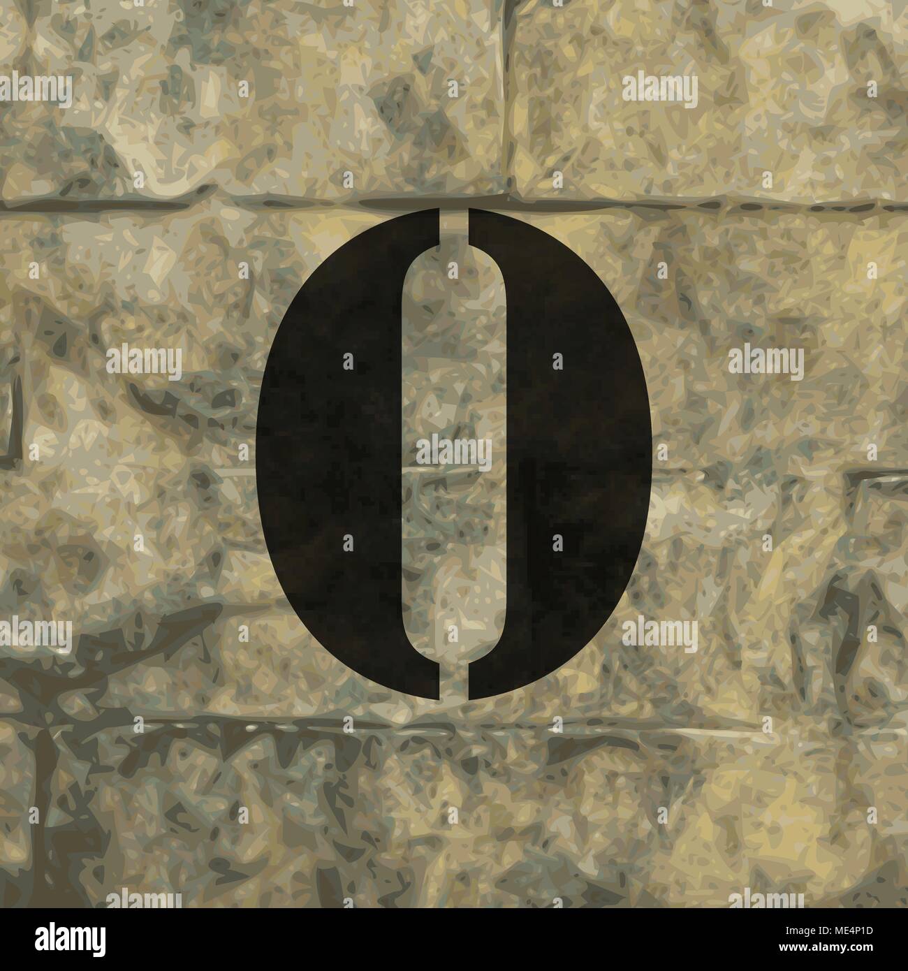 number zero icon symbol on a stone wall. Vector illustration Stock ...
