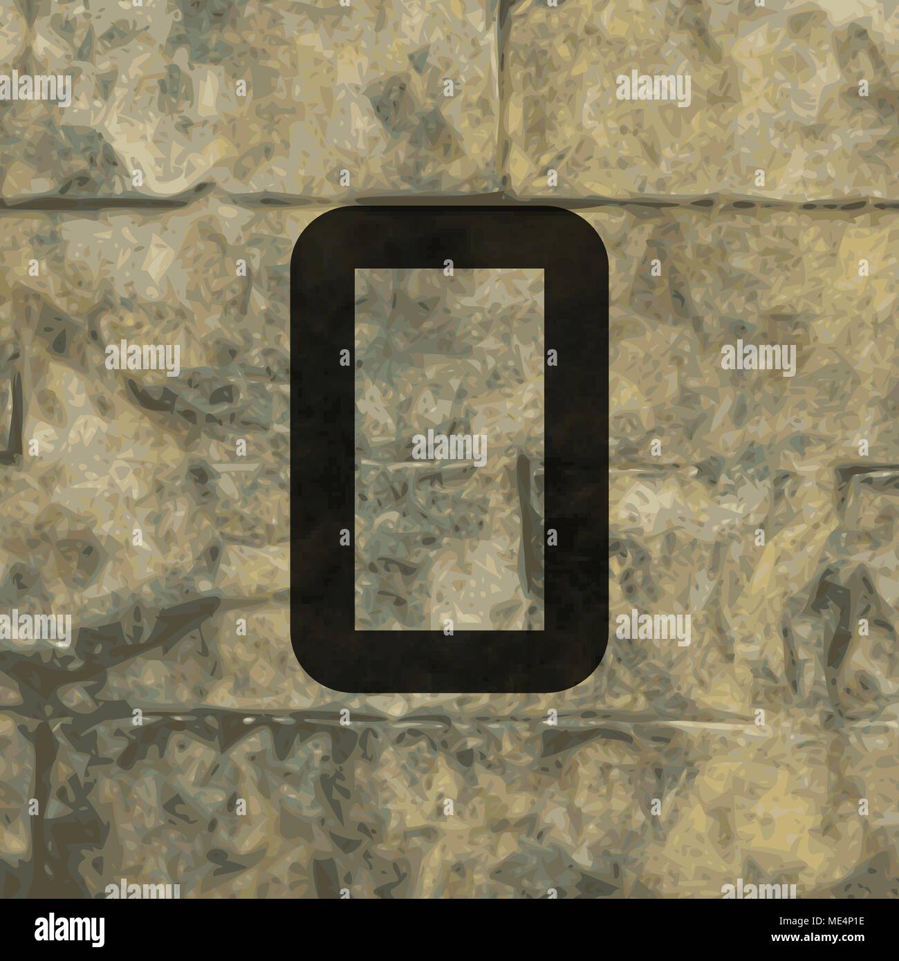 number zero icon symbol on a stone wall. Vector illustration Stock ...