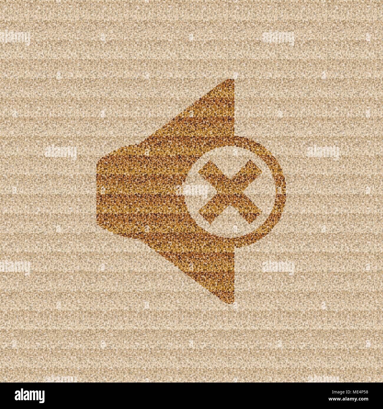 Mute speaker icon symbol on cardboard background. Vector illustration ...