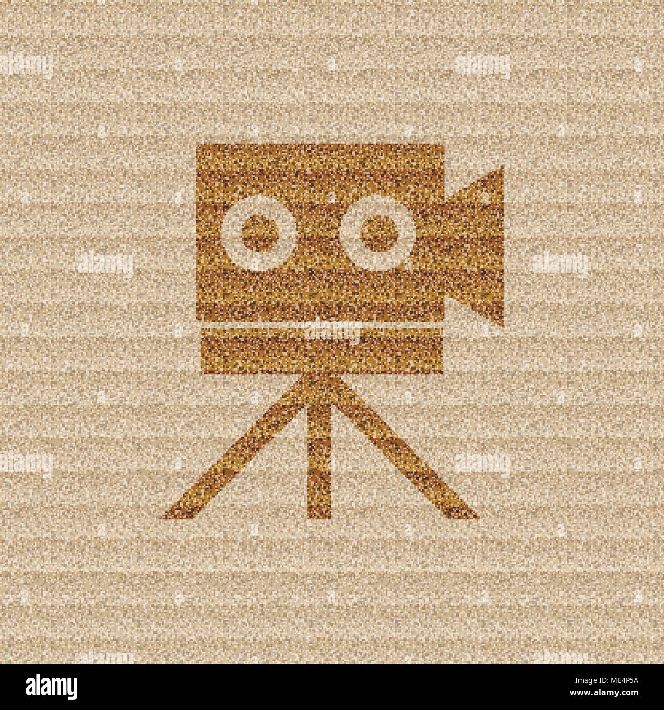 Video camera icon symbol on cardboard background. Vector illustration ...