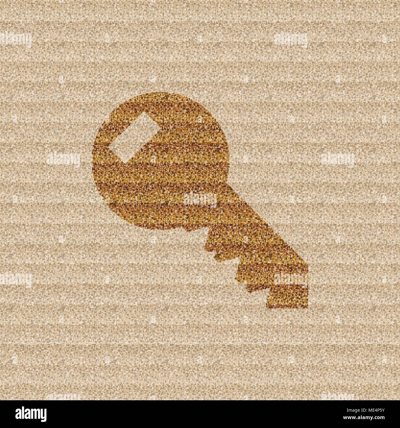 Key icon symbol on cardboard background. Vector illustration Stock ...