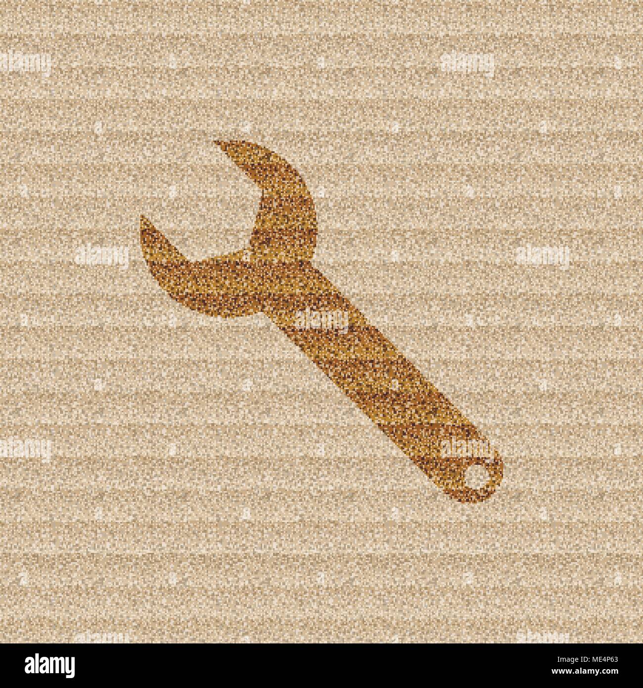 Wrench key icon symbol on cardboard background. Vector illustration ...