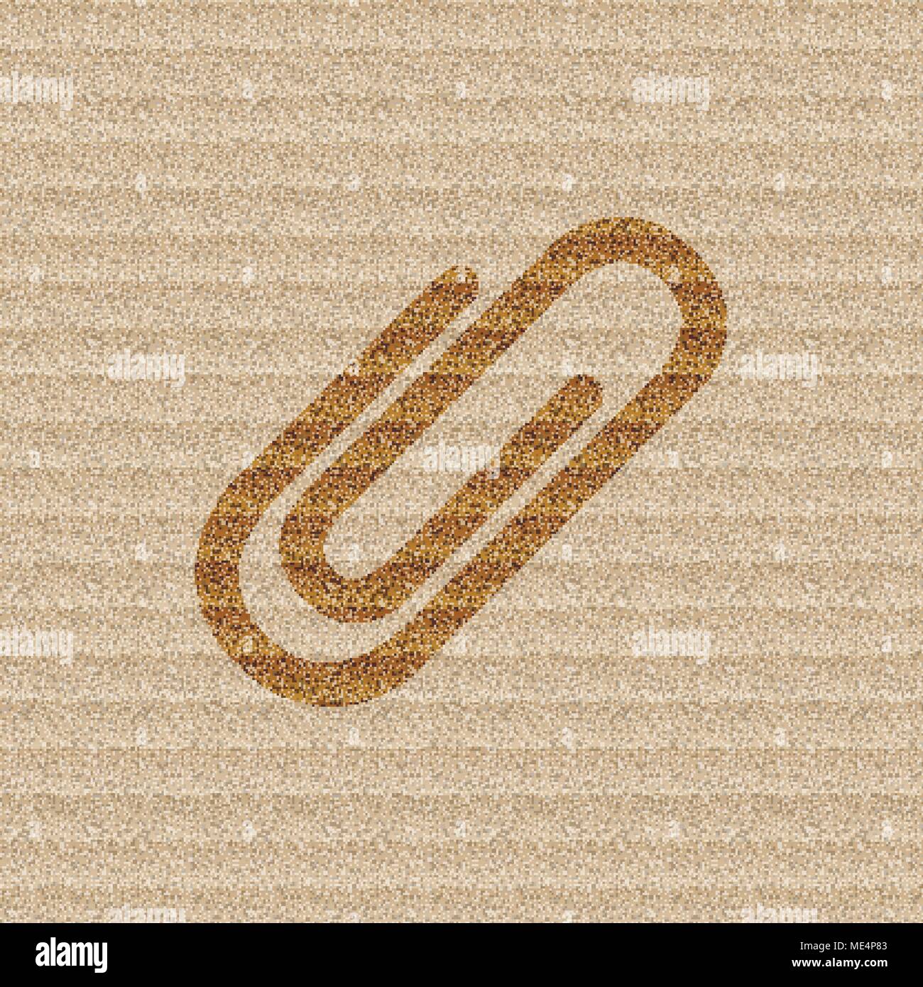 Paper clip icon symbol on cardboard background. Vector illustration ...