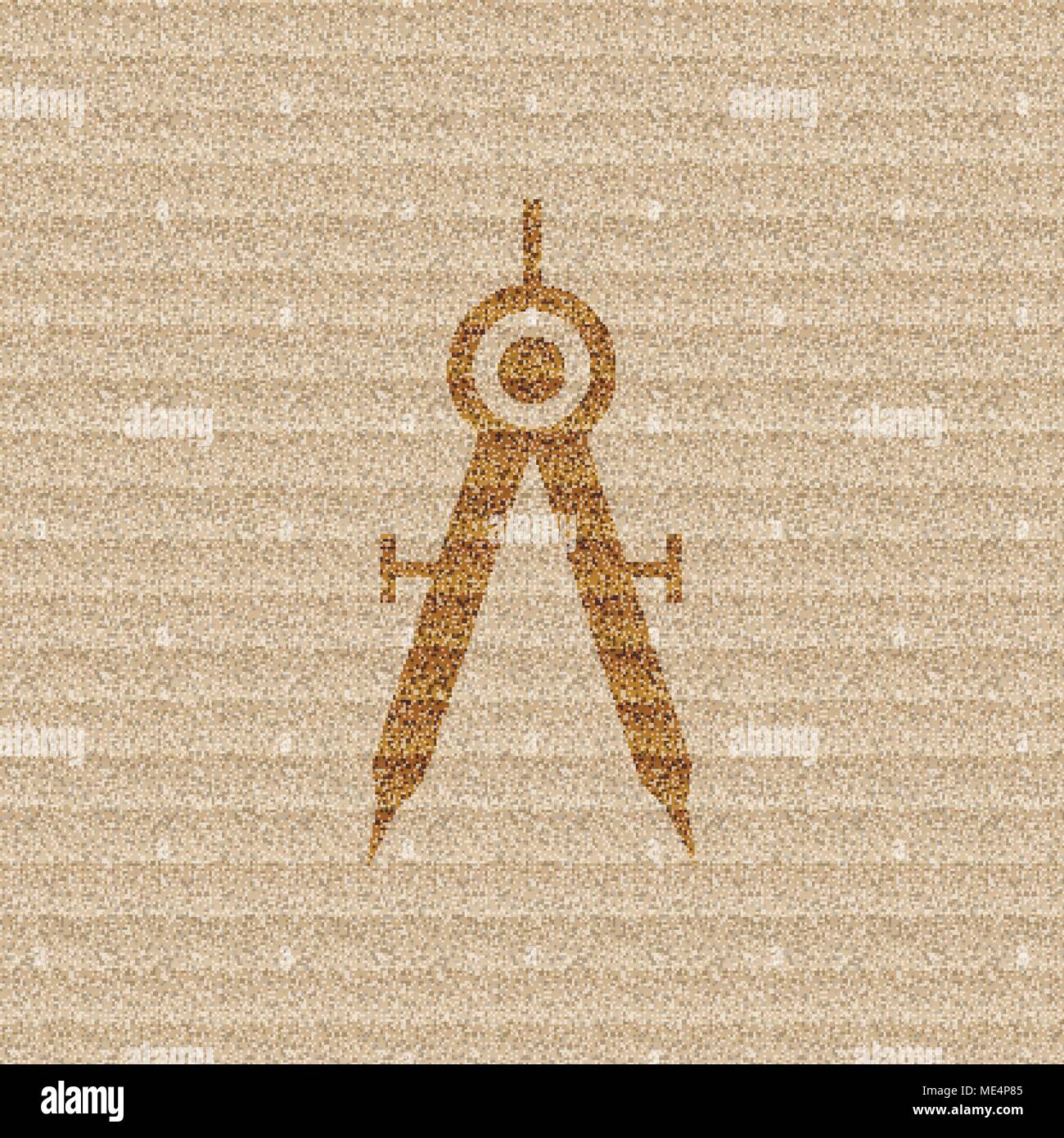 Mathematical Compass icon symbol on cardboard background. Vector ...
