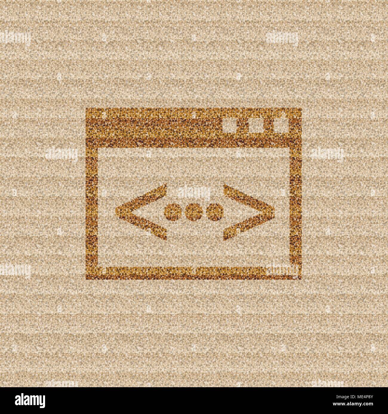 Code icon symbol on cardboard background. Vector illustration Stock ...