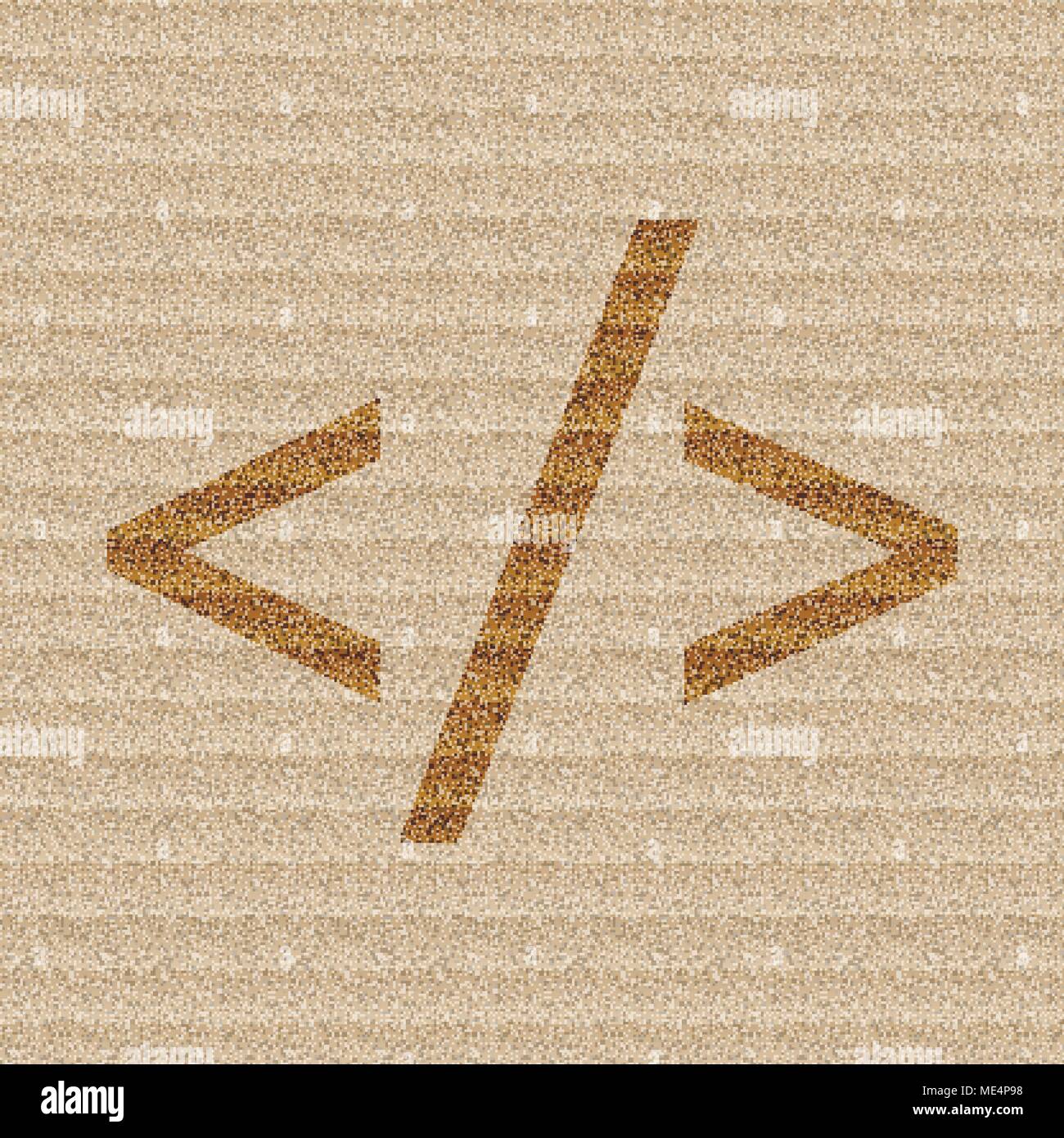 Programming code icon symbol on cardboard background. Vector ... Programming code icon symbol on cardboard background. Vector ...