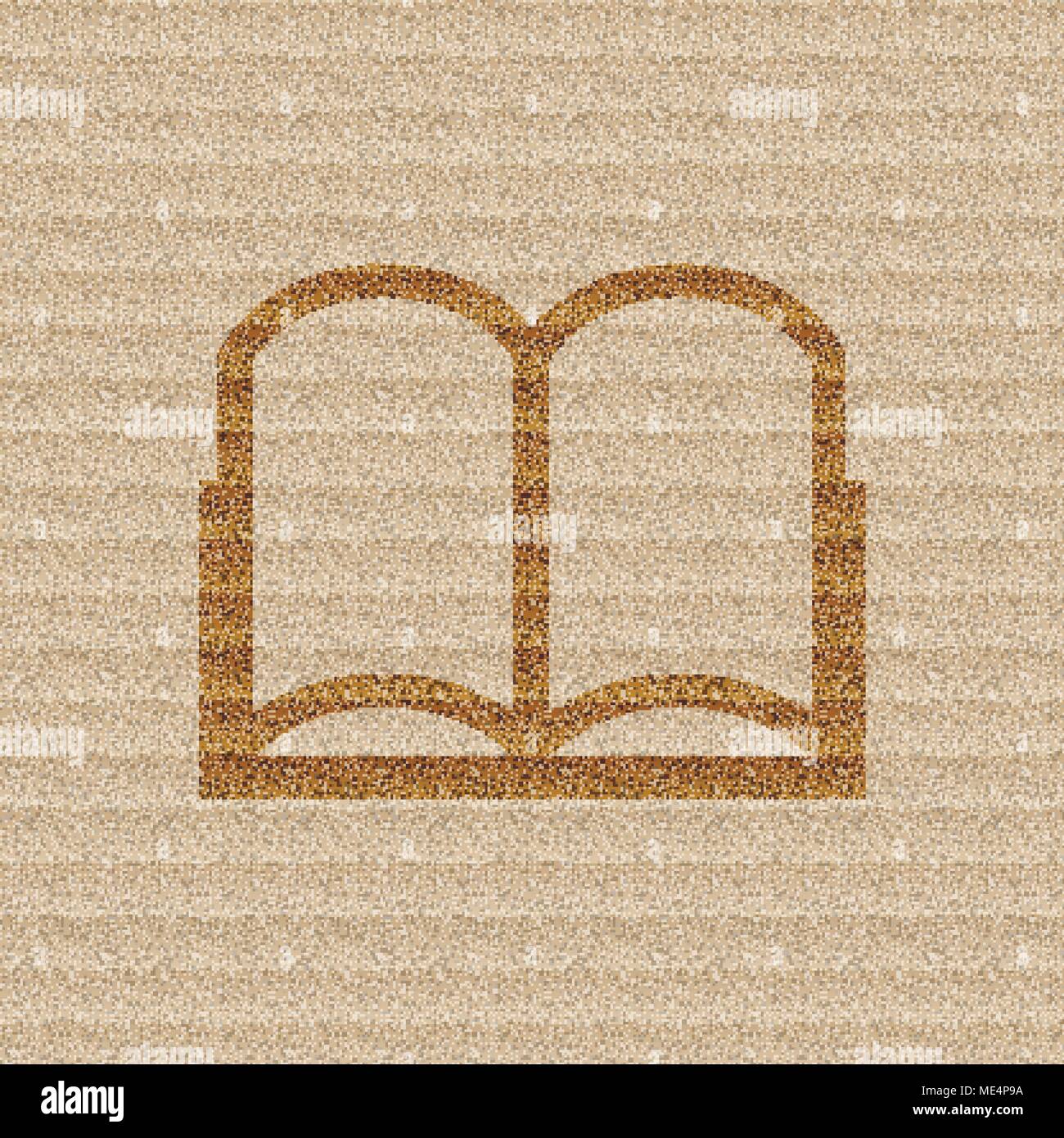 Open book icon symbol on cardboard background. Vector illustration ...