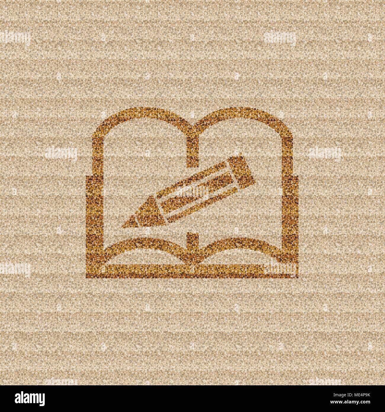 Open book icon symbol on cardboard background. Vector illustration ...