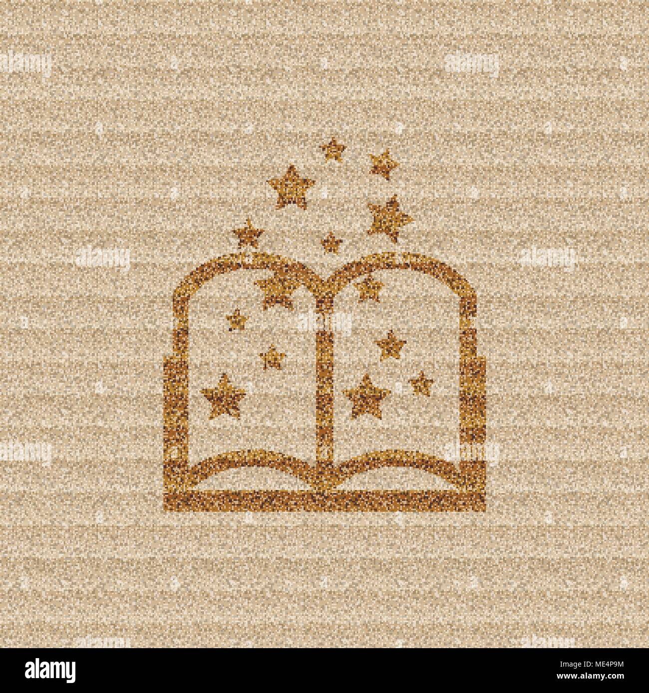 Magic Book icon symbol on cardboard background. Vector illustration ...