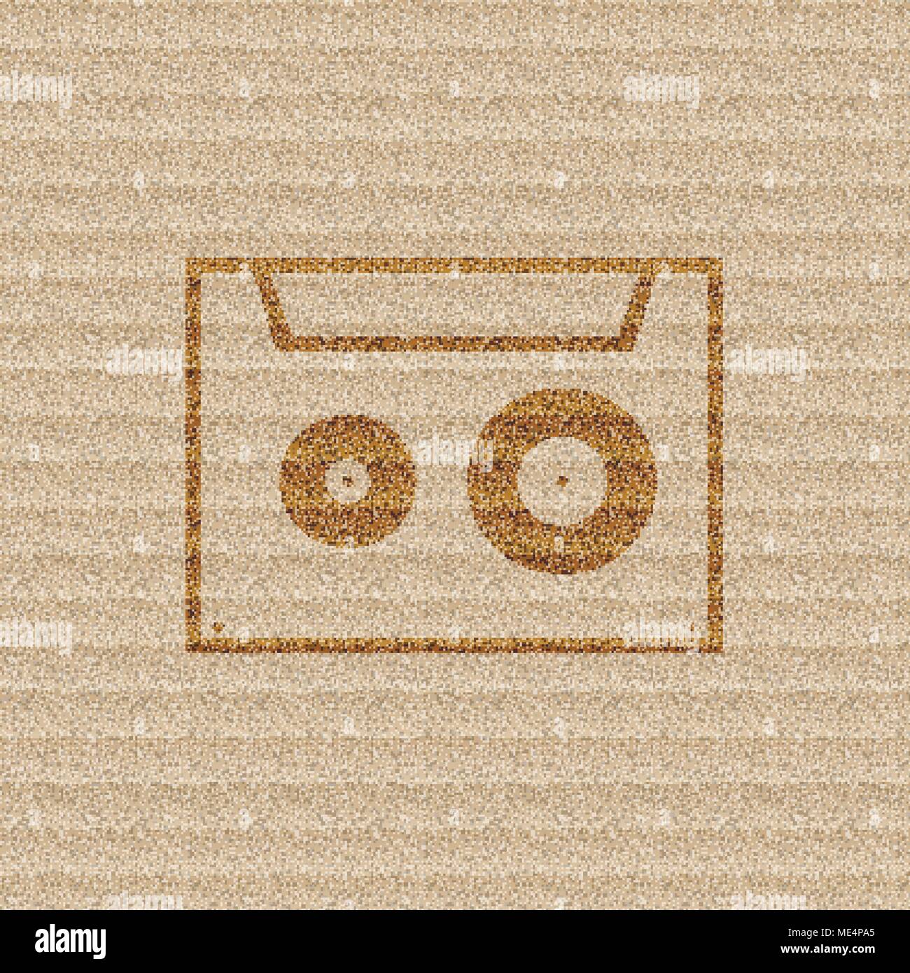 cassette icon symbol on cardboard background. Vector illustration Stock ...