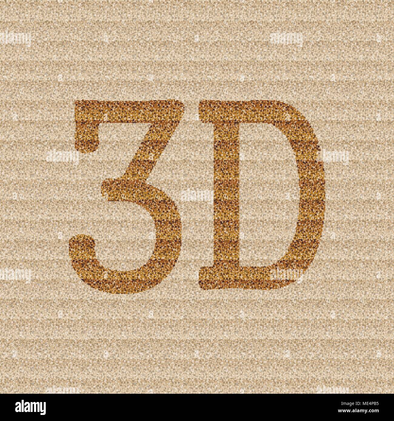 3D icon symbol on cardboard background. Vector illustration Stock ...