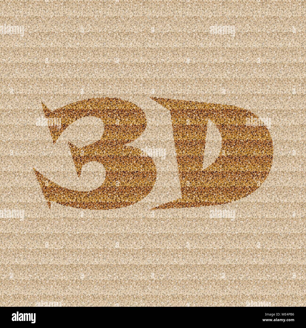 3D icon symbol on cardboard background. Vector illustration Stock ...