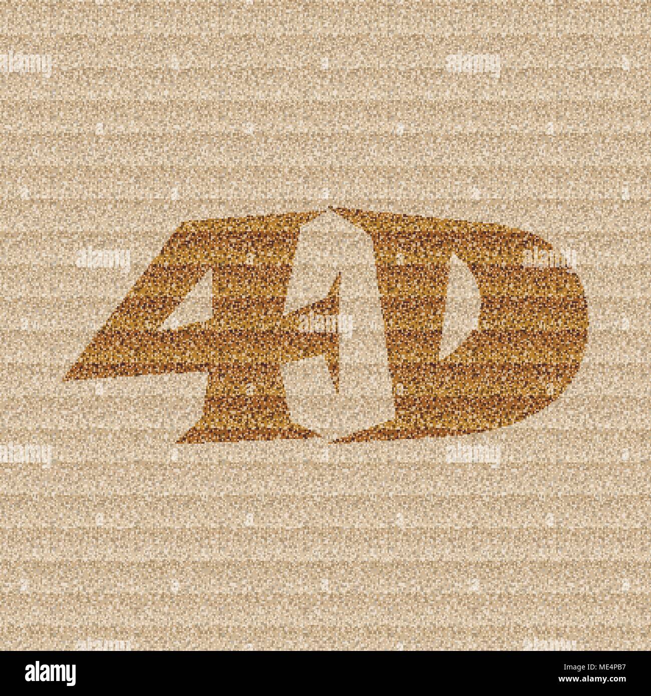 4D icon symbol on cardboard background. Vector illustration Stock ...