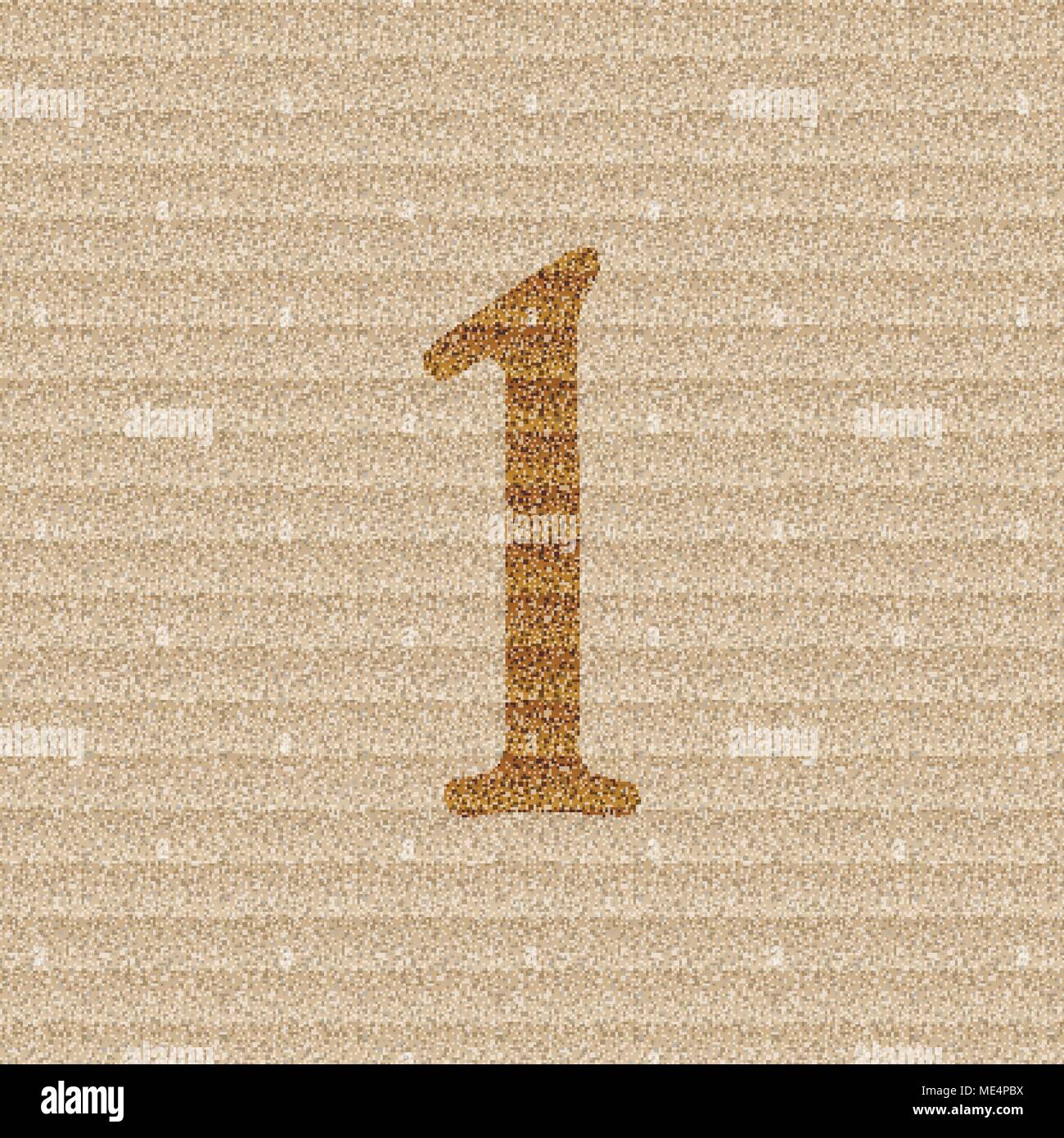number one icon symbol on cardboard background. Vector illustration ...