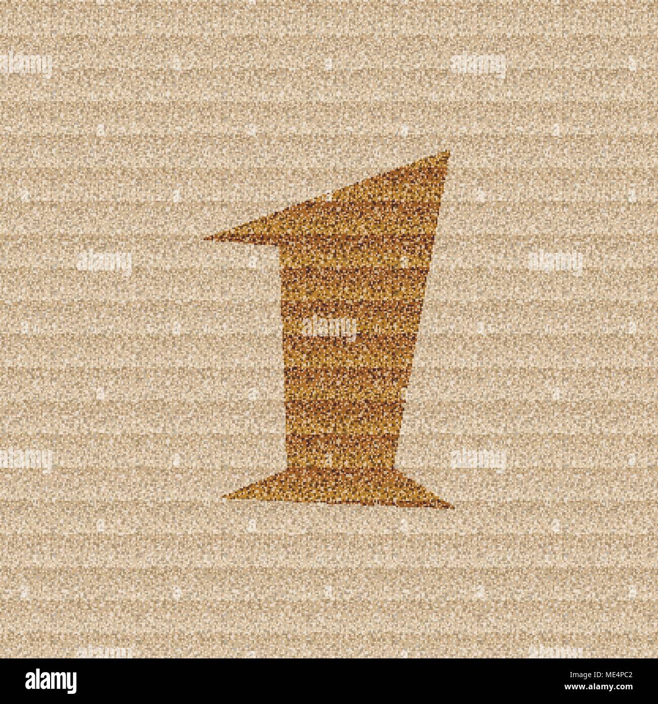 number one icon symbol on cardboard background. Vector illustration ...