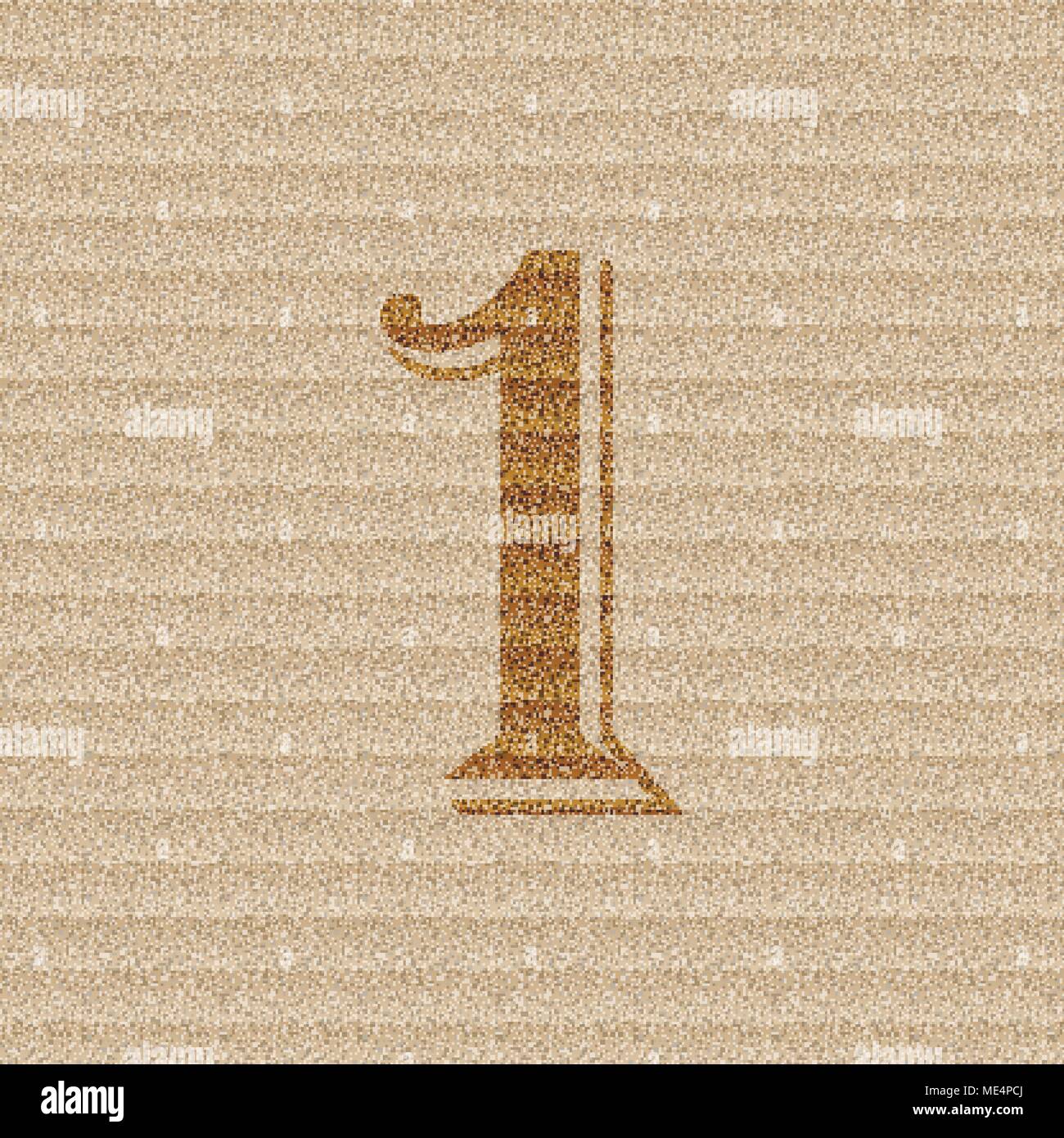 number one icon symbol on cardboard background. Vector illustration ...