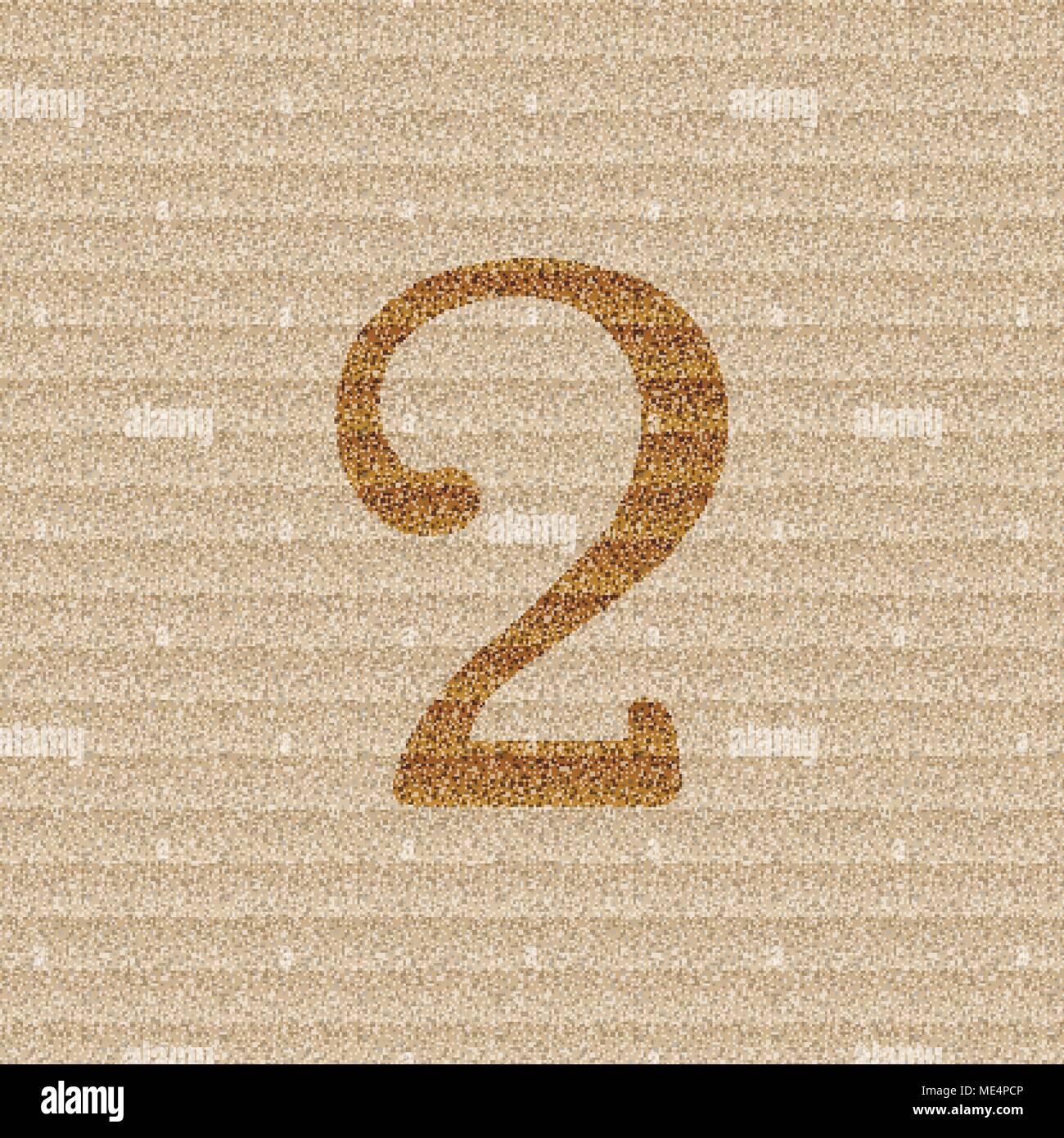 number two icon symbol on cardboard background. Vector illustration ...