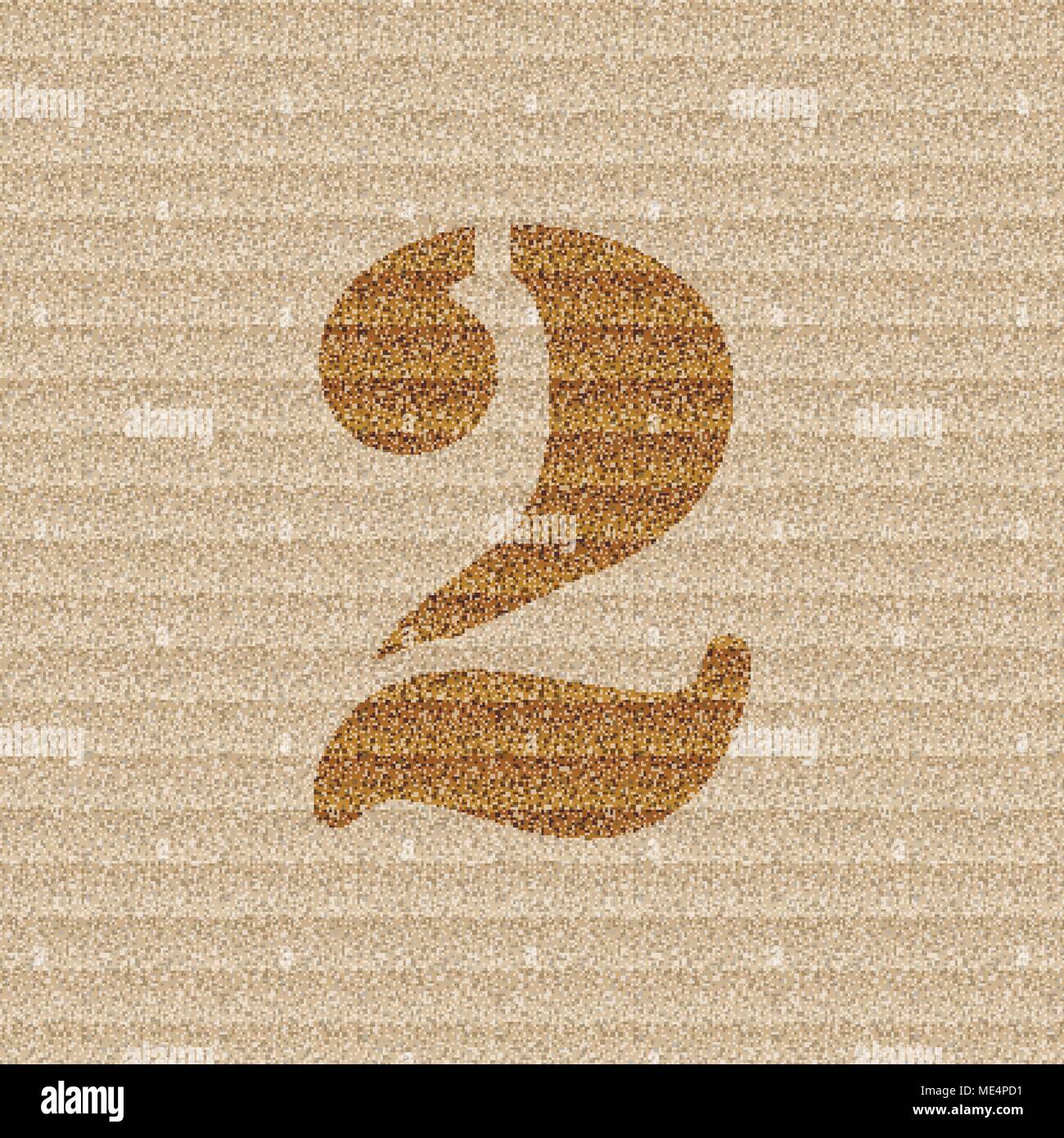 number two icon symbol on cardboard background. Vector illustration ...