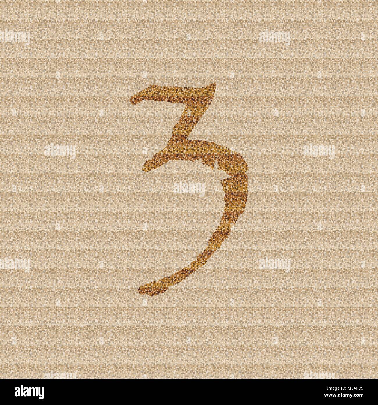 number three icon symbol on cardboard background. Vector illustration ...