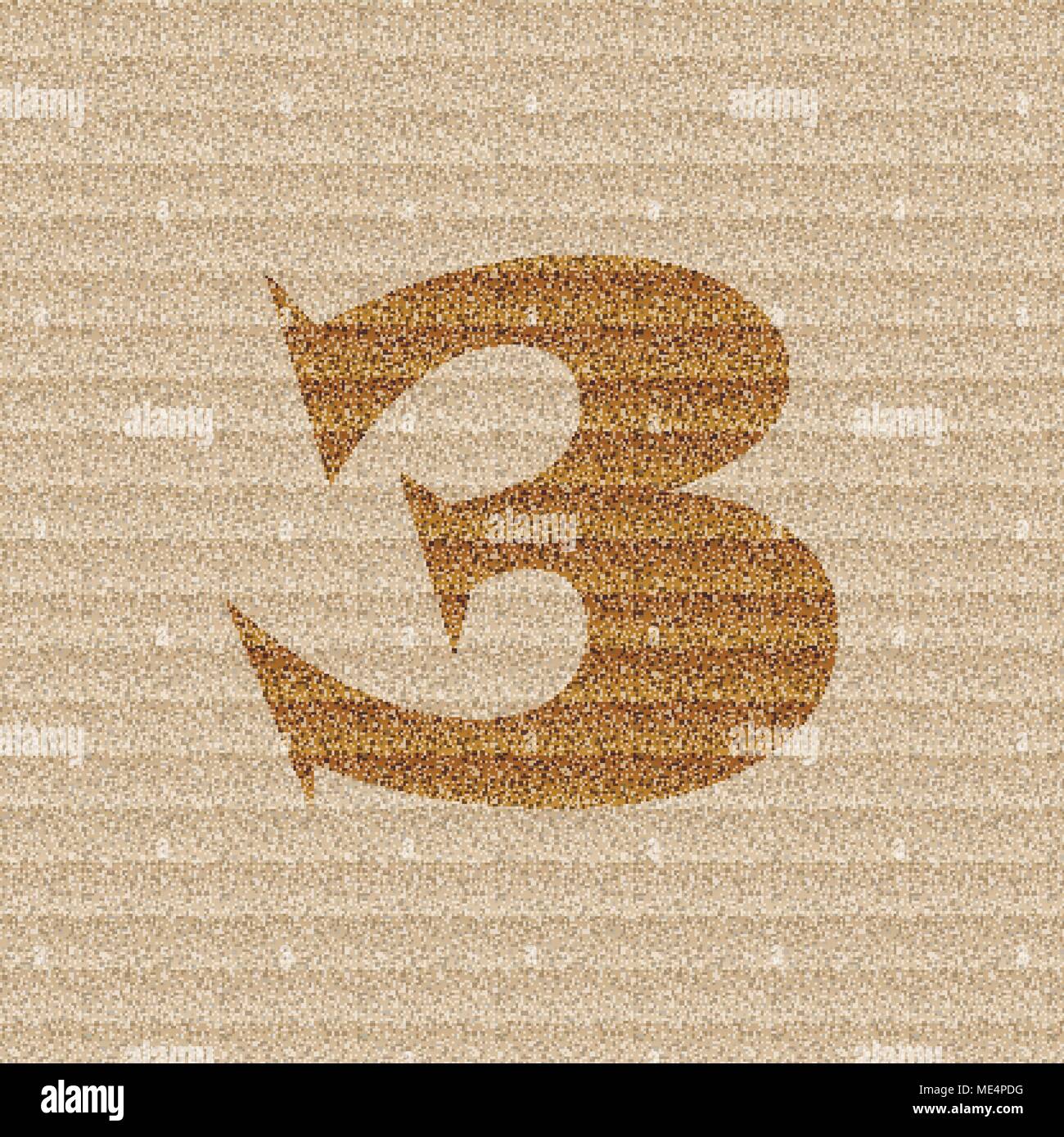 number three icon symbol on cardboard background. Vector illustration ...
