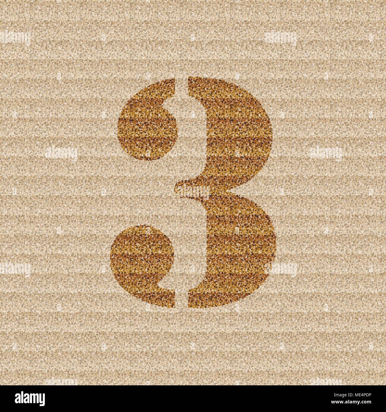 number three icon symbol on cardboard background. Vector illustration ...