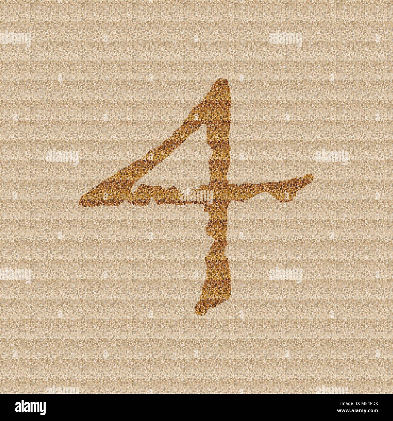 number four icon symbol on cardboard background. Vector illustration ...