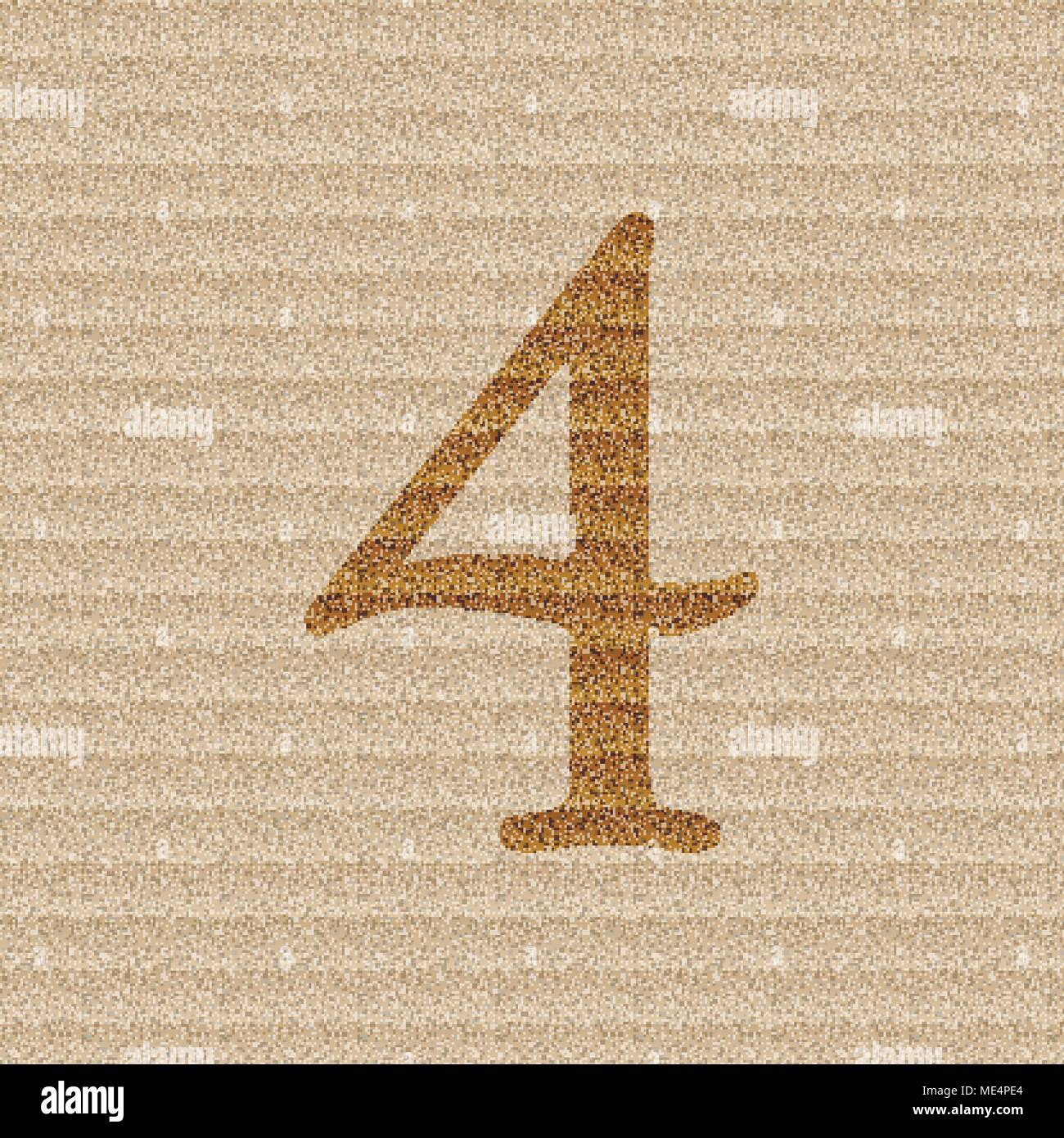 number four icon symbol on cardboard background. Vector illustration ...