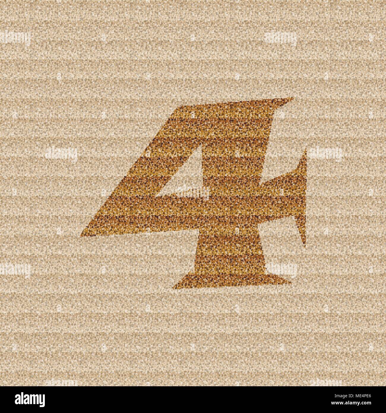 number four icon symbol on cardboard background. Vector illustration ...