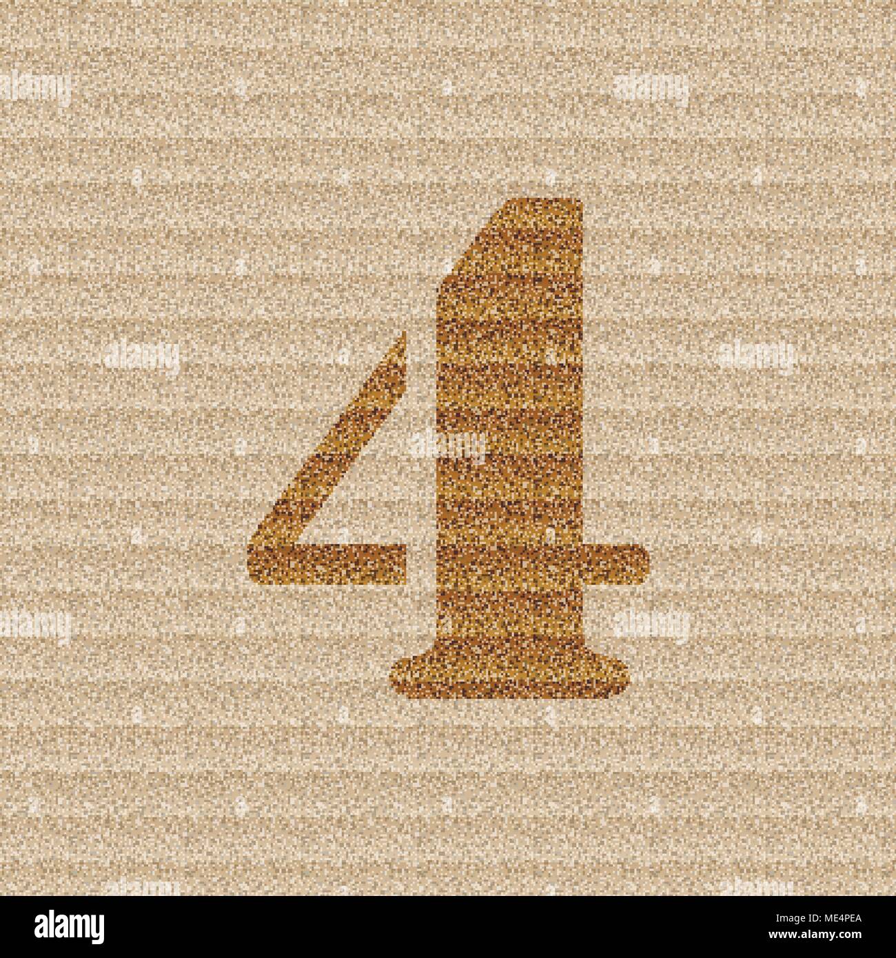 number four icon symbol on cardboard background. Vector illustration ...