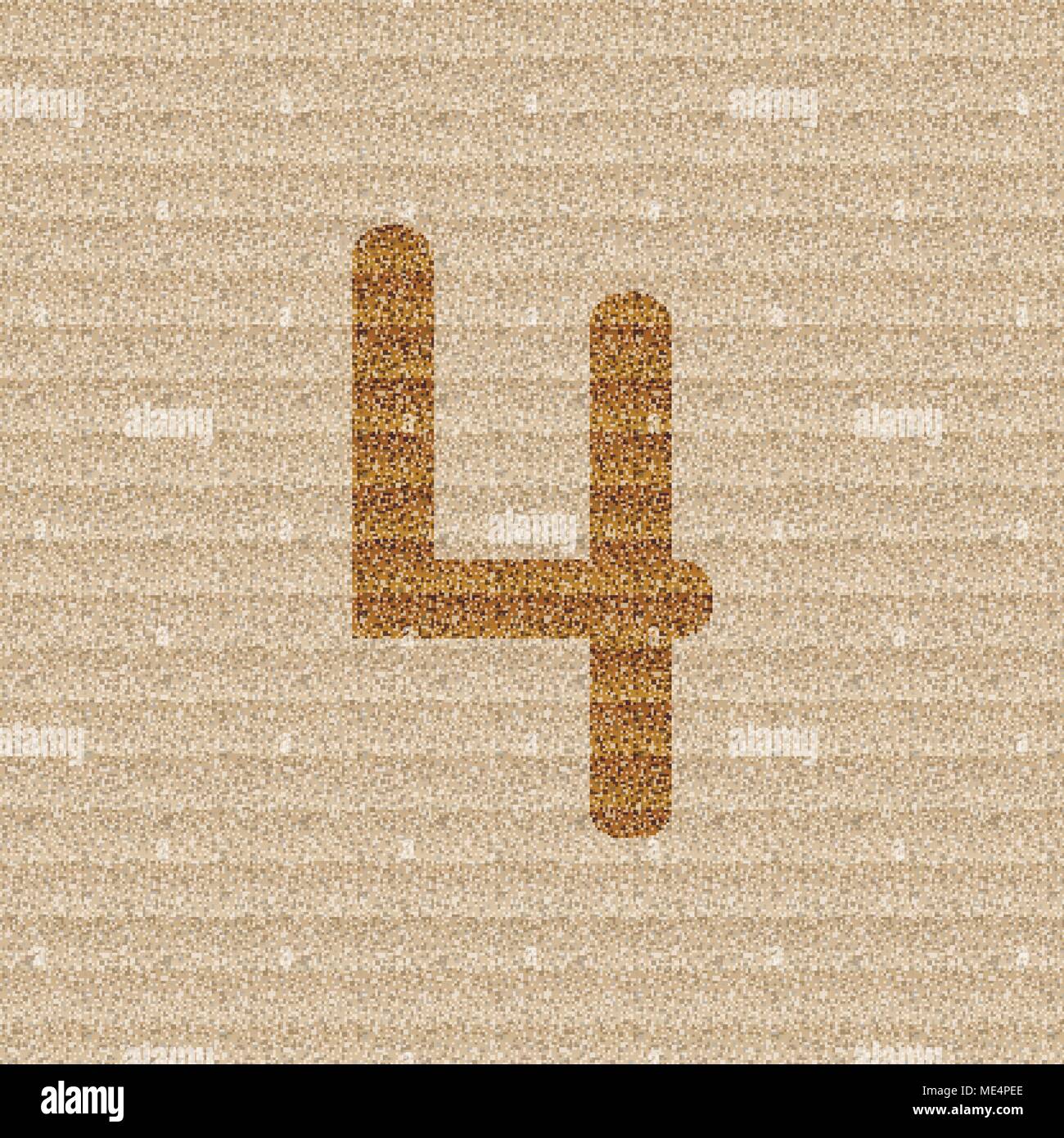 number four icon symbol on cardboard background. Vector illustration ...