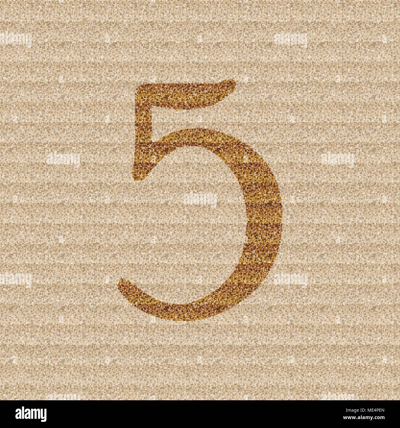 number five icon symbol on cardboard background. Vector illustration ...