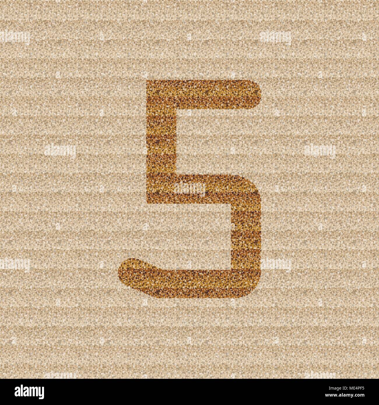 number five icon symbol on cardboard background. Vector illustration ...
