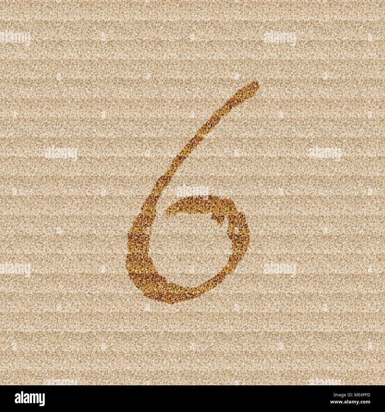 number six icon symbol on cardboard background. Vector illustration ...