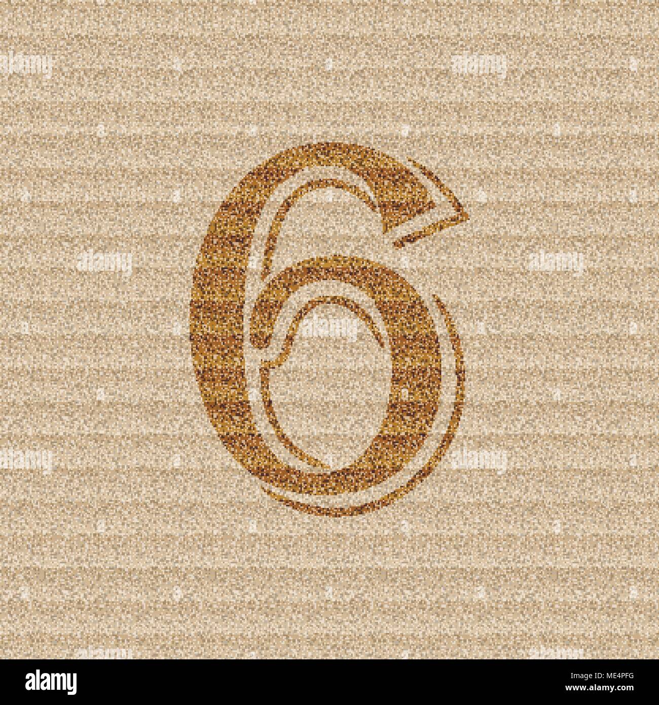 number six icon symbol on cardboard background. Vector illustration ...
