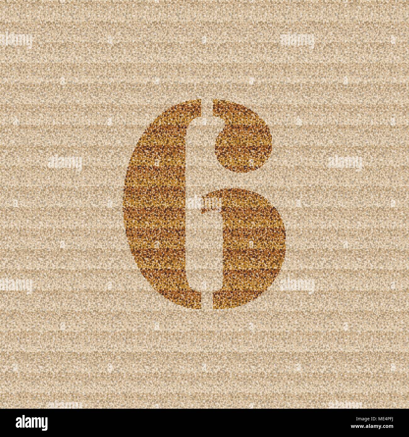 number six icon symbol on cardboard background. Vector illustration ...