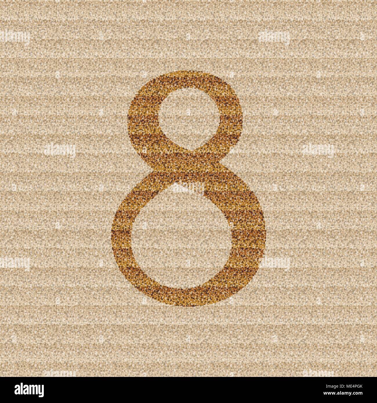 number Eight icon symbol on cardboard background. Vector illustration ...