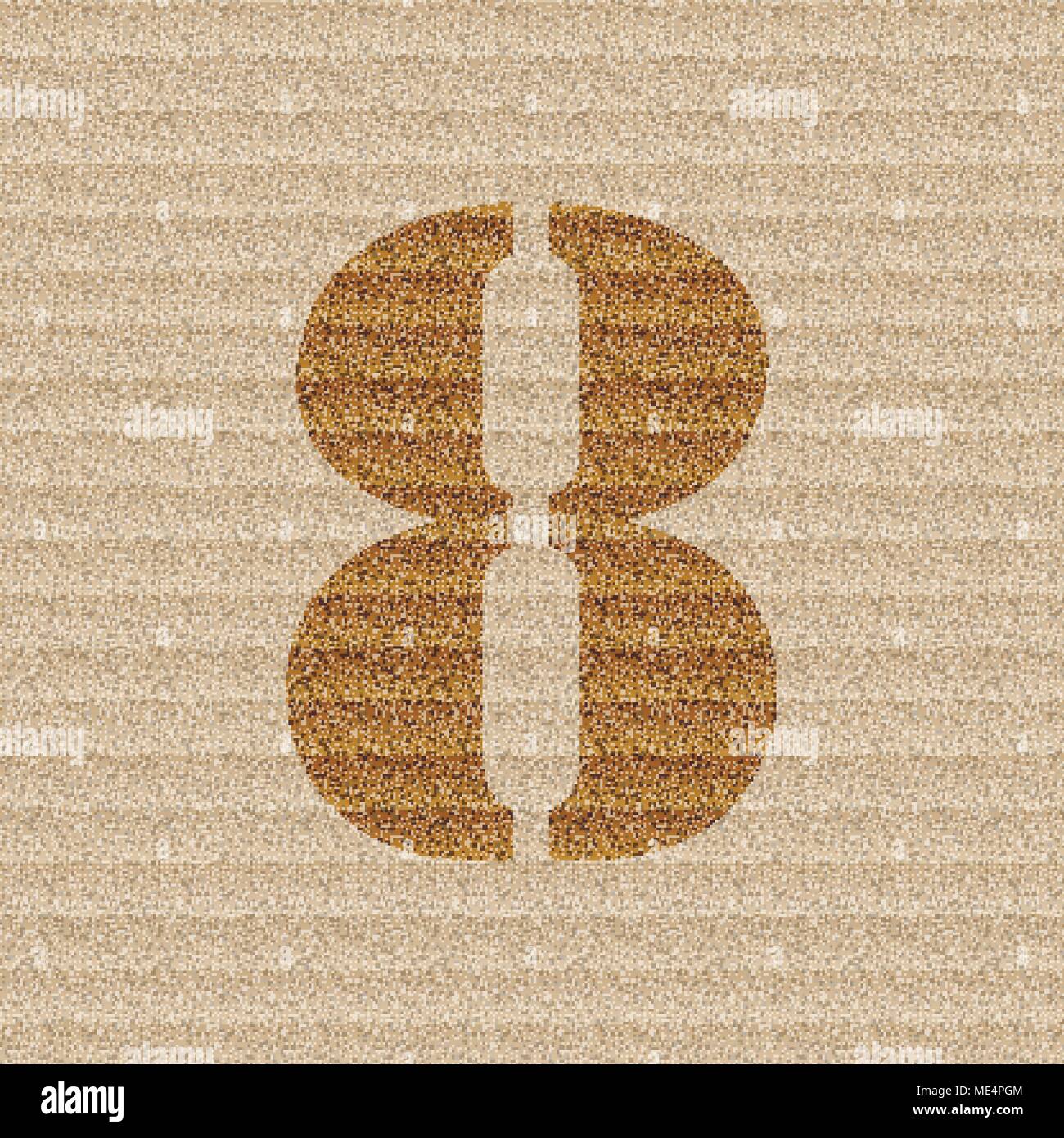 number Eight icon symbol on cardboard background. Vector illustration ...