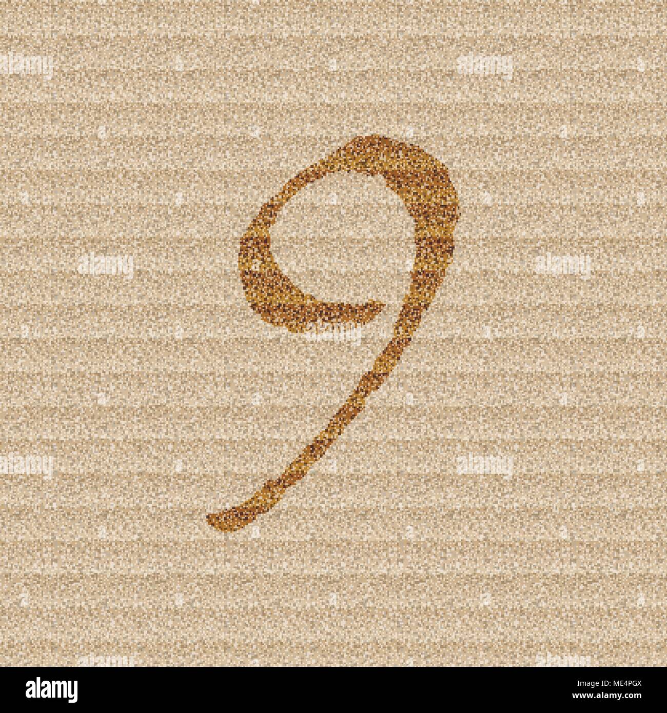 number Nine icon symbol on cardboard background. Vector illustration ...