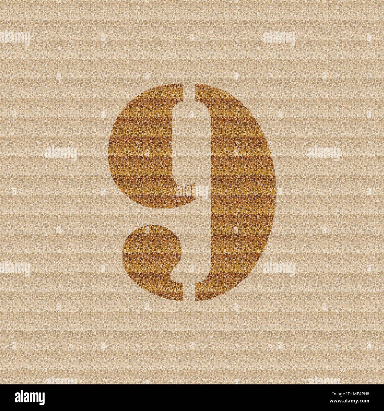number Nine icon symbol on cardboard background. Vector illustration ...