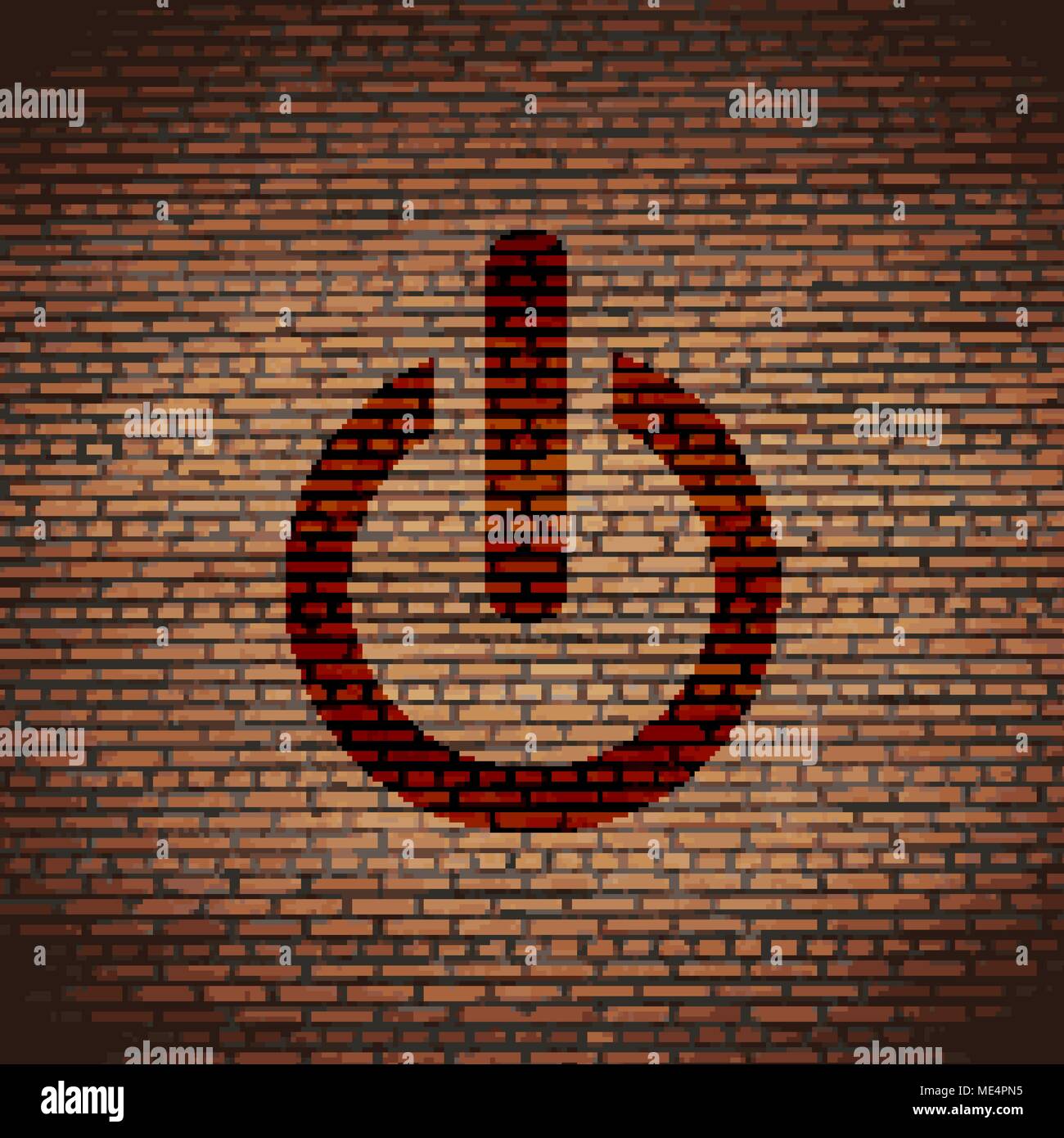 Power icon symbol on a brick wall. vector Stock Vector Image & Art - Alamy